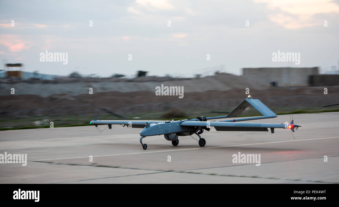 An RQ-7B tactical unmanned aircraft system (TUAS) lands at Al Taqaddum ...