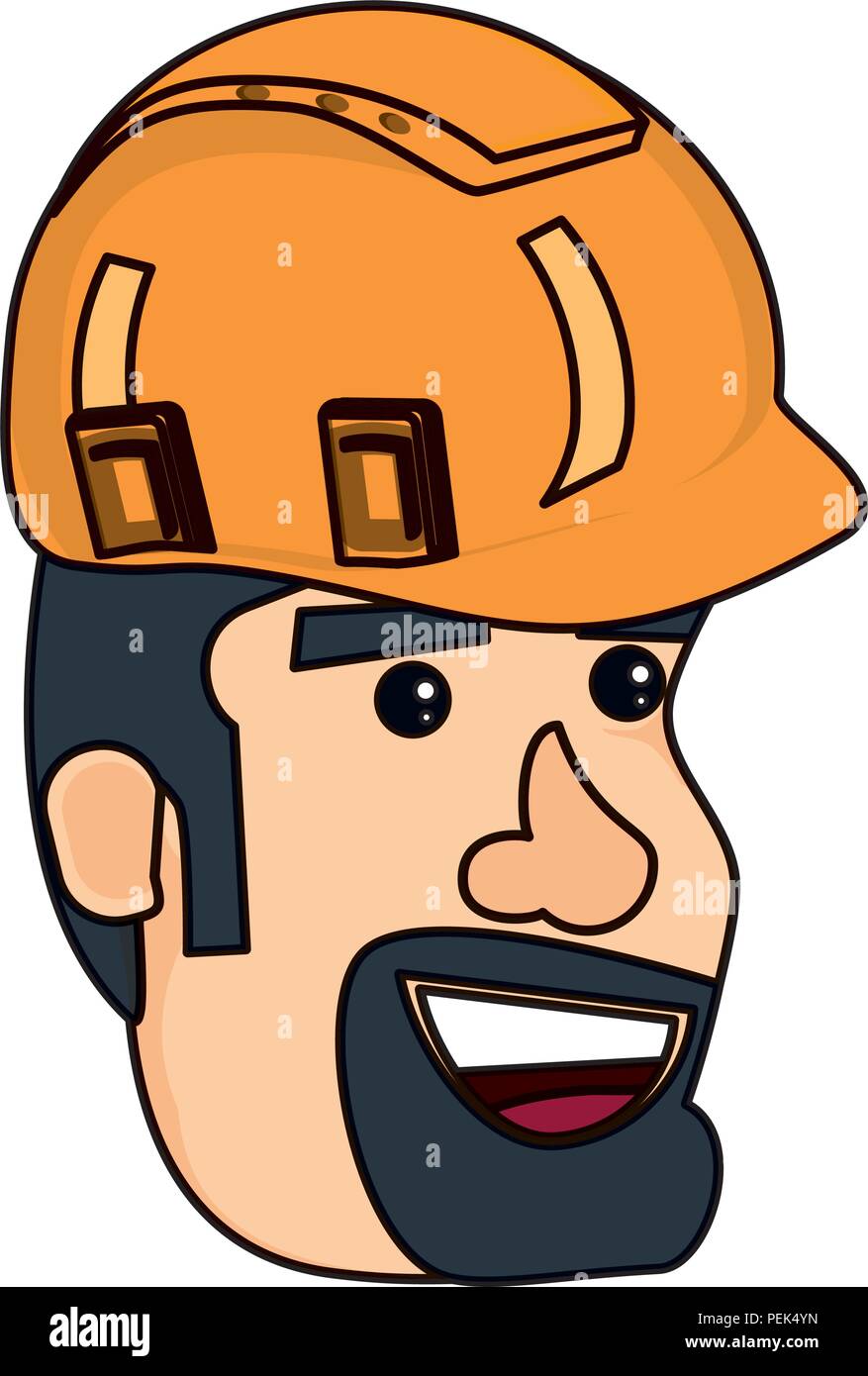 cartoon builder man with safety helmet over white background, vector ...