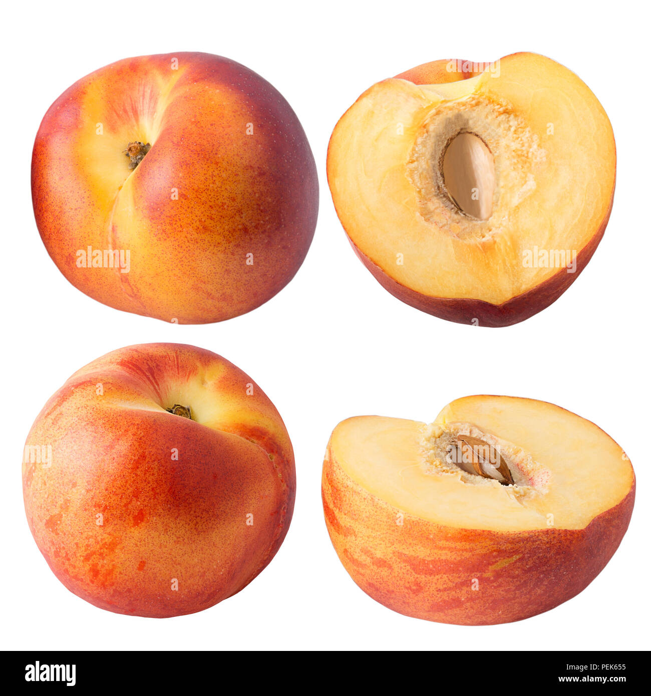 Isolated fruits. Collection of peach fruits isolated on white ...