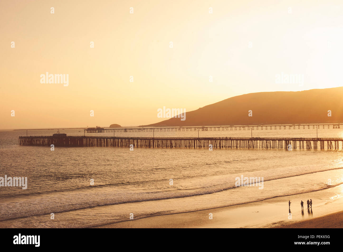 Avila Beach pier at sunset Stock Photo - Alamy