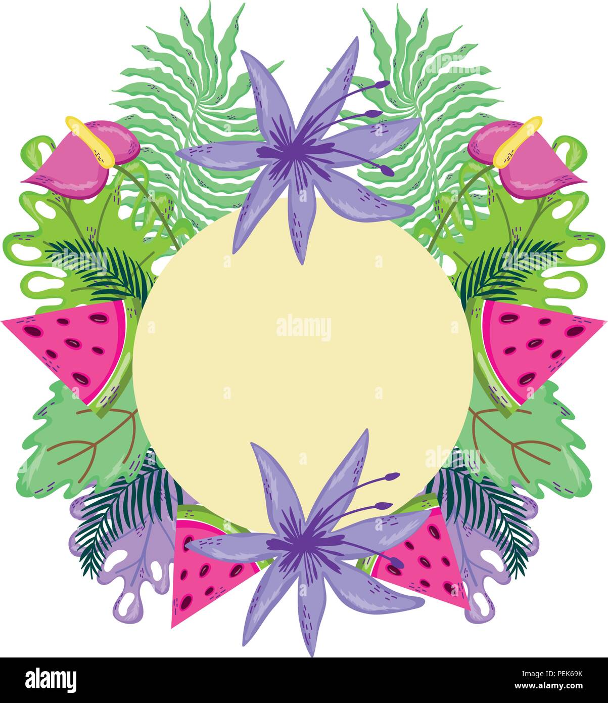tropical plants with exotic watermelons fruits Stock Vector Image & Art ...