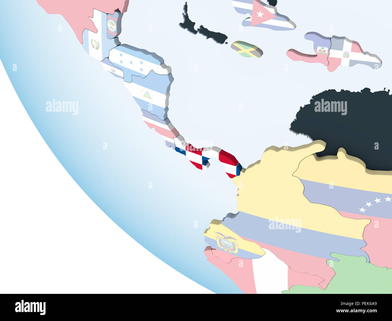 Panama on bright political globe with embedded flag. 3D illustration ...