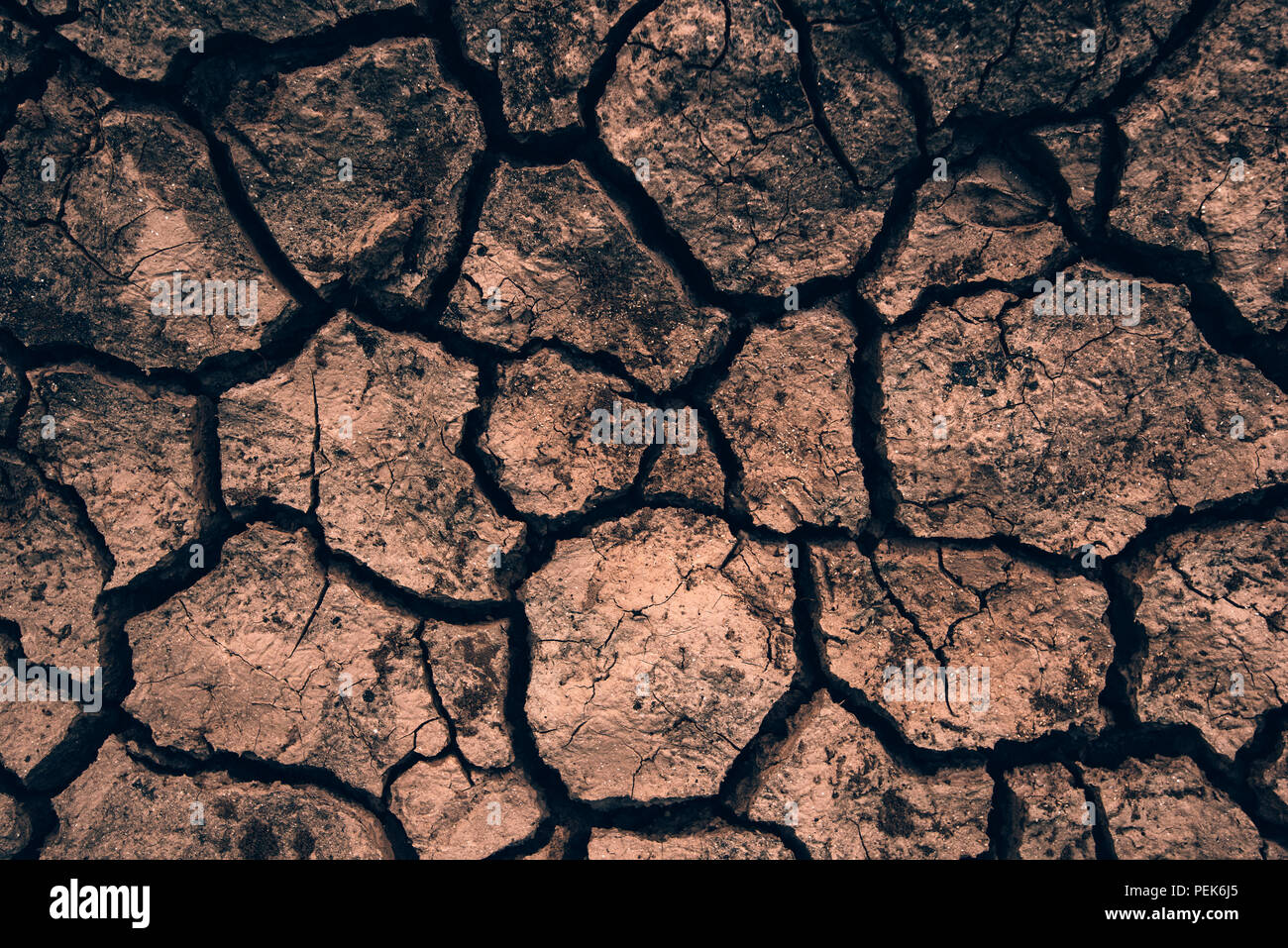 Cracked mud texture top view, dried and contracted muddy sediment from ...