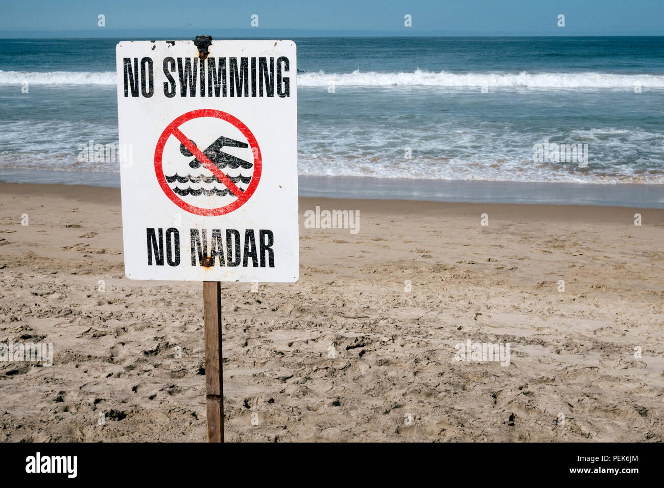 No swimming sign at the beach Stock Photo - Alamy