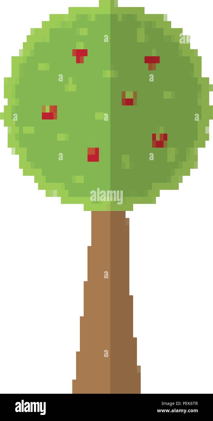 pixelated tree stalk with nature fruits Stock Vector Image & Art - Alamy