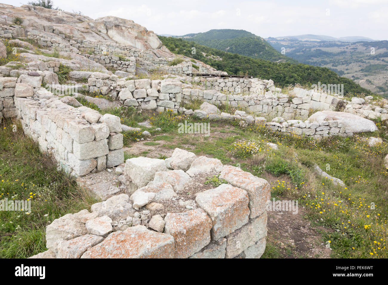 Landscape at ancient excavation Perperikon with remnants of ancient ...