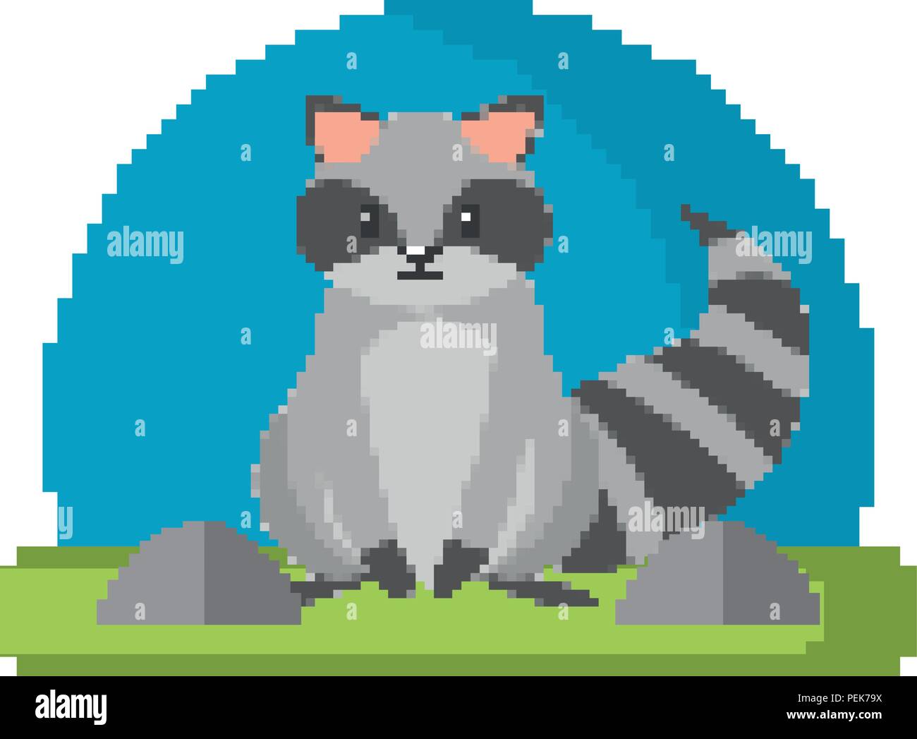 pixelated raccoon wild animal in the landscape Stock Vector Image & Art ...