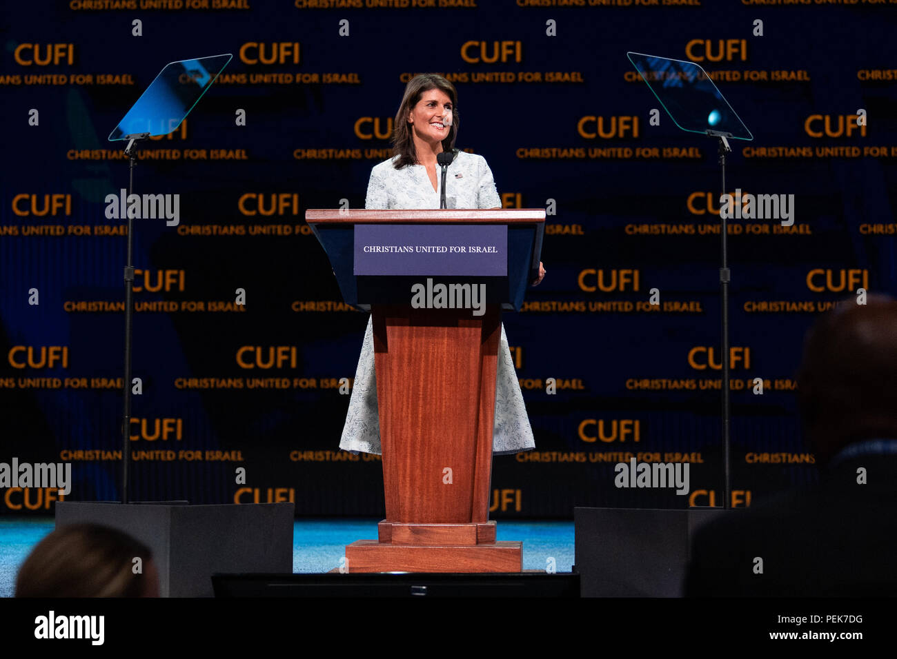 Nikki Haley, US Ambassador to the United Nations, speaking at the (CUFI ...