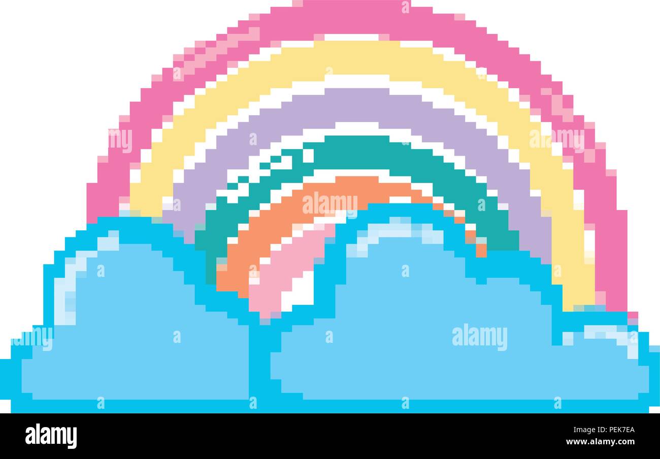 pixelated nature rainbow with clouds style Stock Vector Image & Art - Alamy