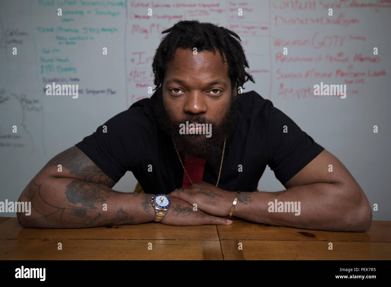 NFL player Michael Bennett poses for a portrait in Los Angeles Stock ...