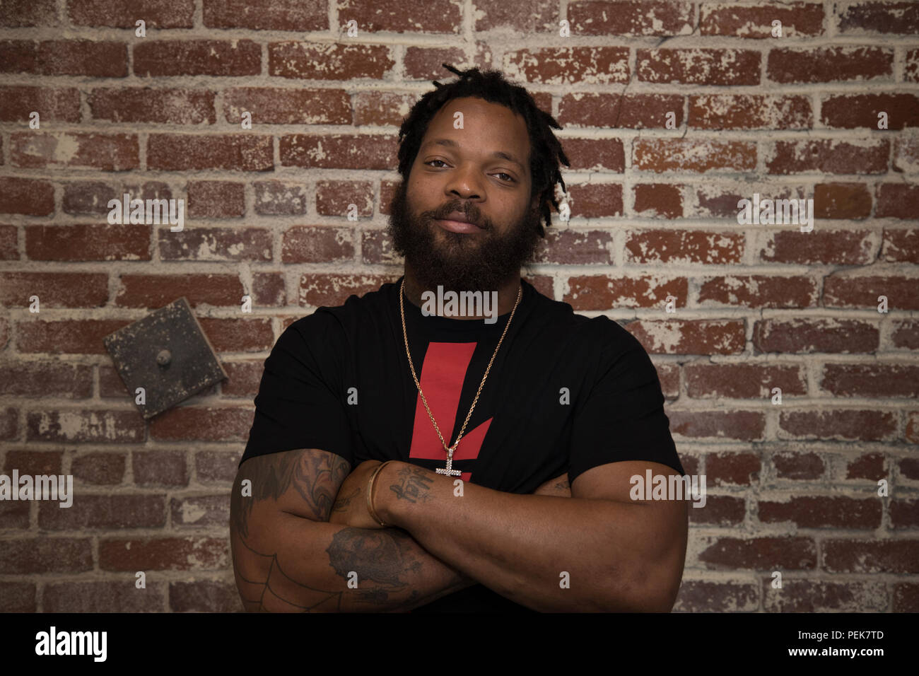 NFL player Michael Bennett poses for a portrait in Los Angeles Stock ...