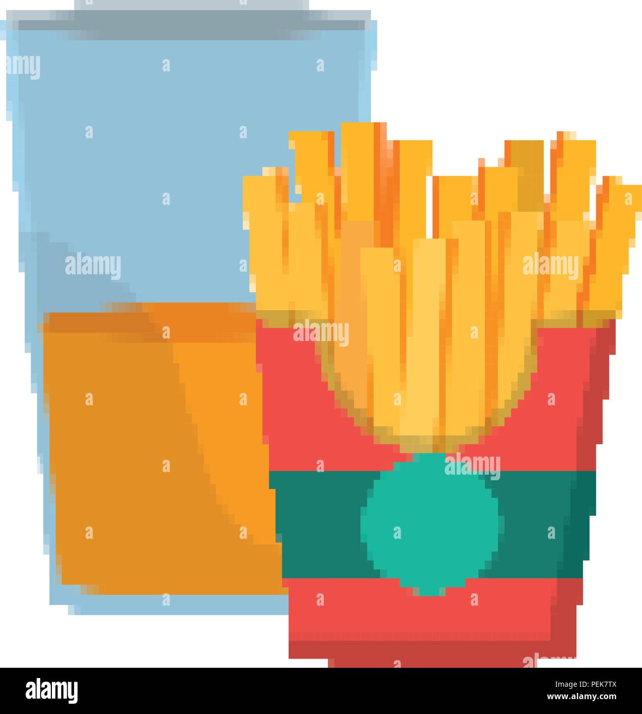 pixelated french fries and juice beverage Stock Vector Image & Art - Alamy