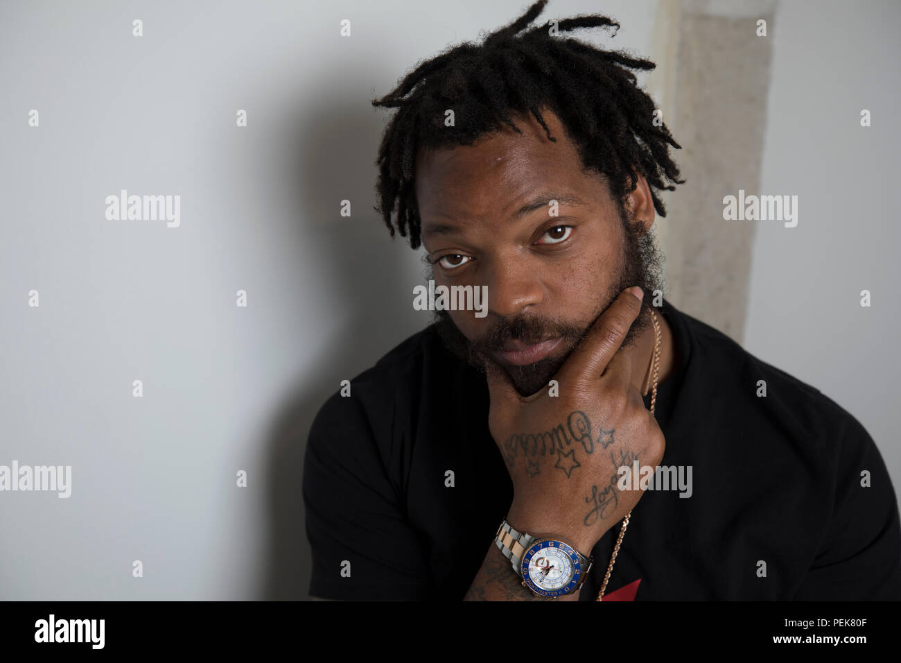NFL player Michael Bennett poses for a portrait in Los Angeles Stock ...