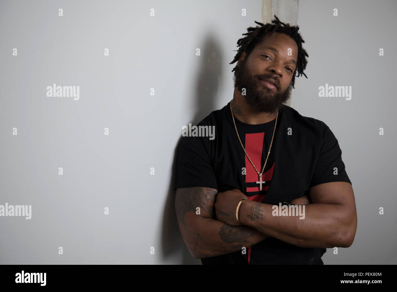 NFL player Michael Bennett poses for a portrait in Los Angeles Stock ...