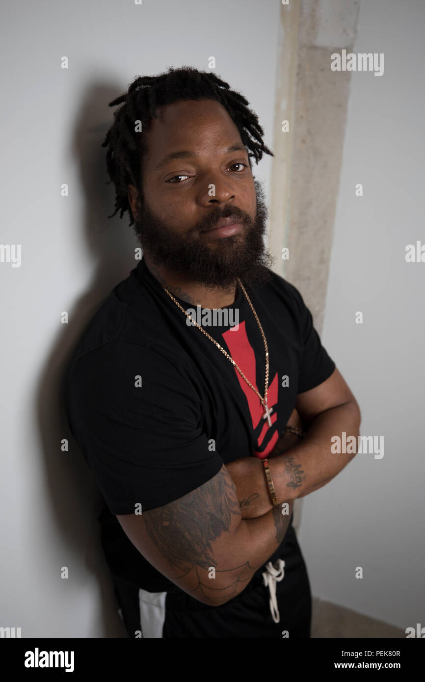 NFL player Michael Bennett poses for a portrait in Los Angeles Stock ...