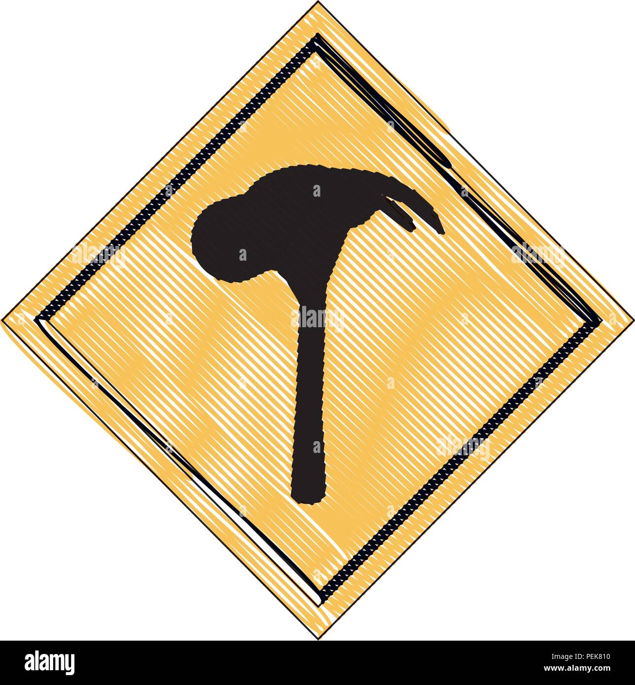 construction sign with hammer icon over white background, vector ...