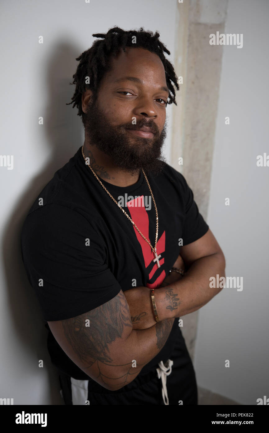 NFL player Michael Bennett poses for a portrait in Los Angeles Stock ...
