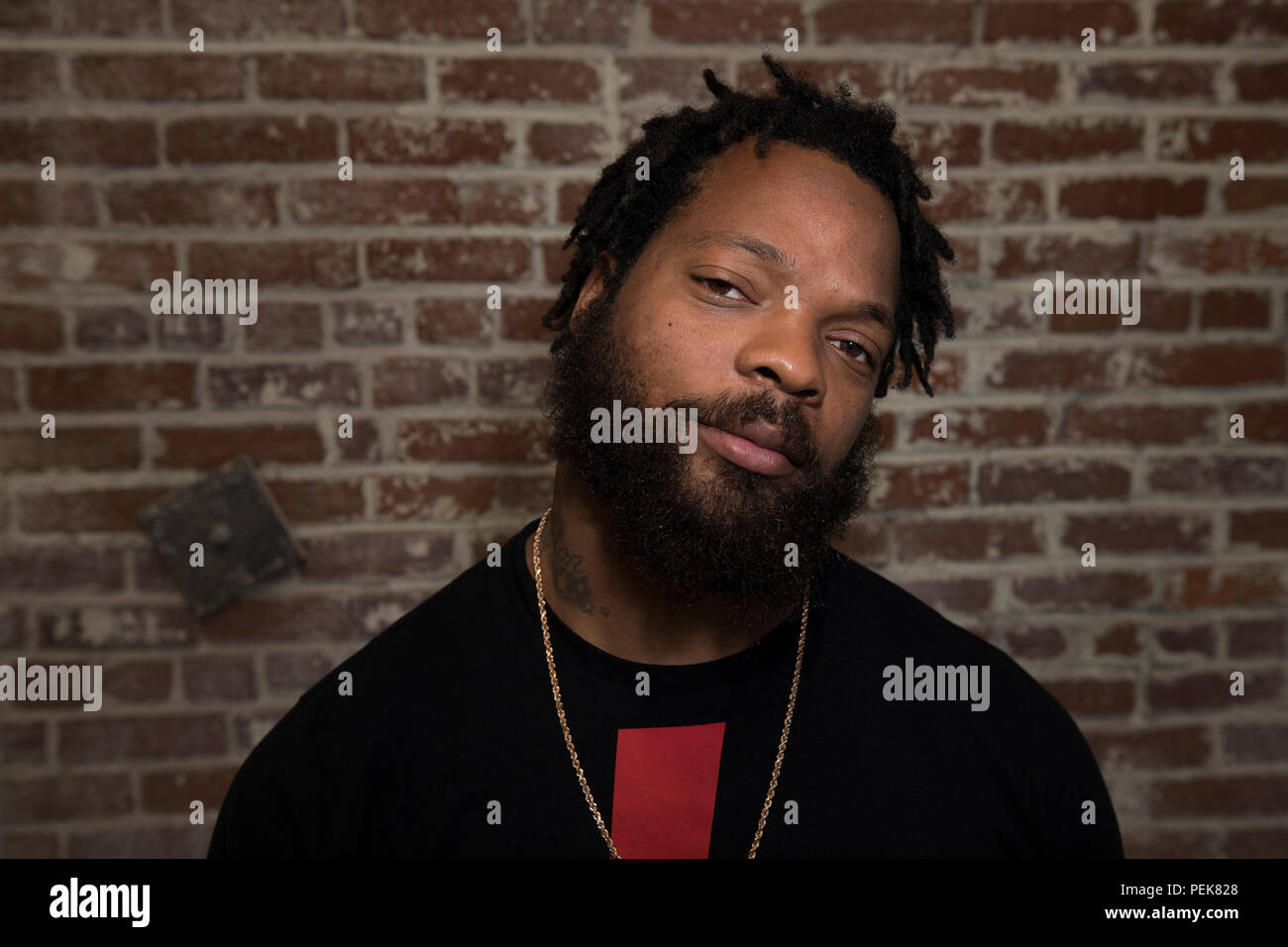 NFL player Michael Bennett poses for a portrait in Los Angeles Stock ...