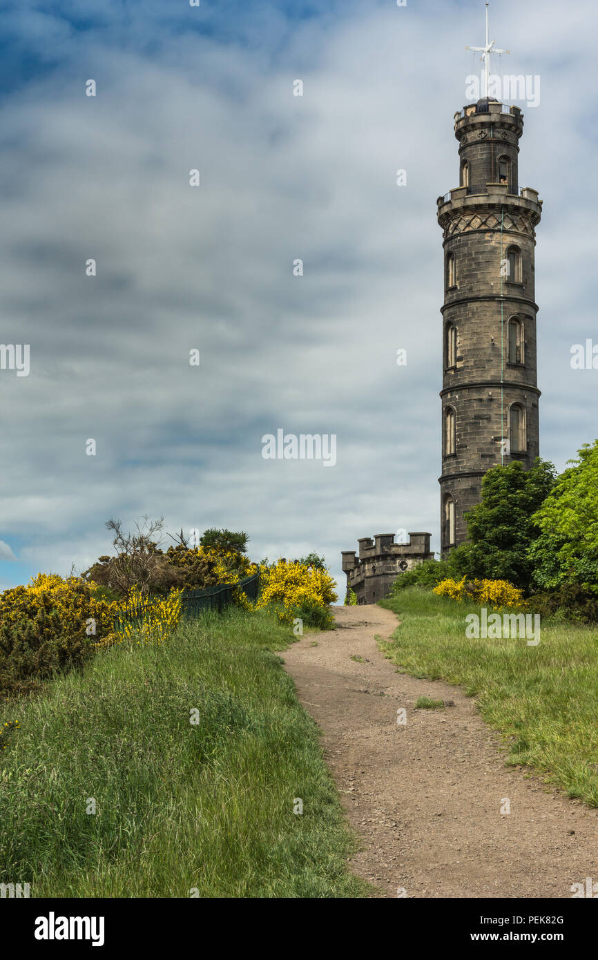 Edinburgh, Scotland, UK - June 13, 2012: Free standing Nelson Monument ...