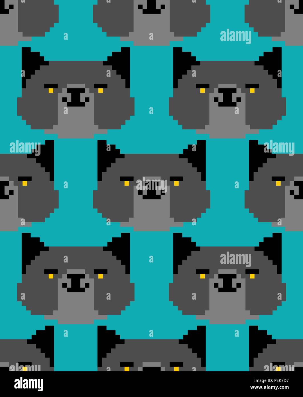 Black cat pixel art pattern seamless. 8 bit Digital home pet background ...