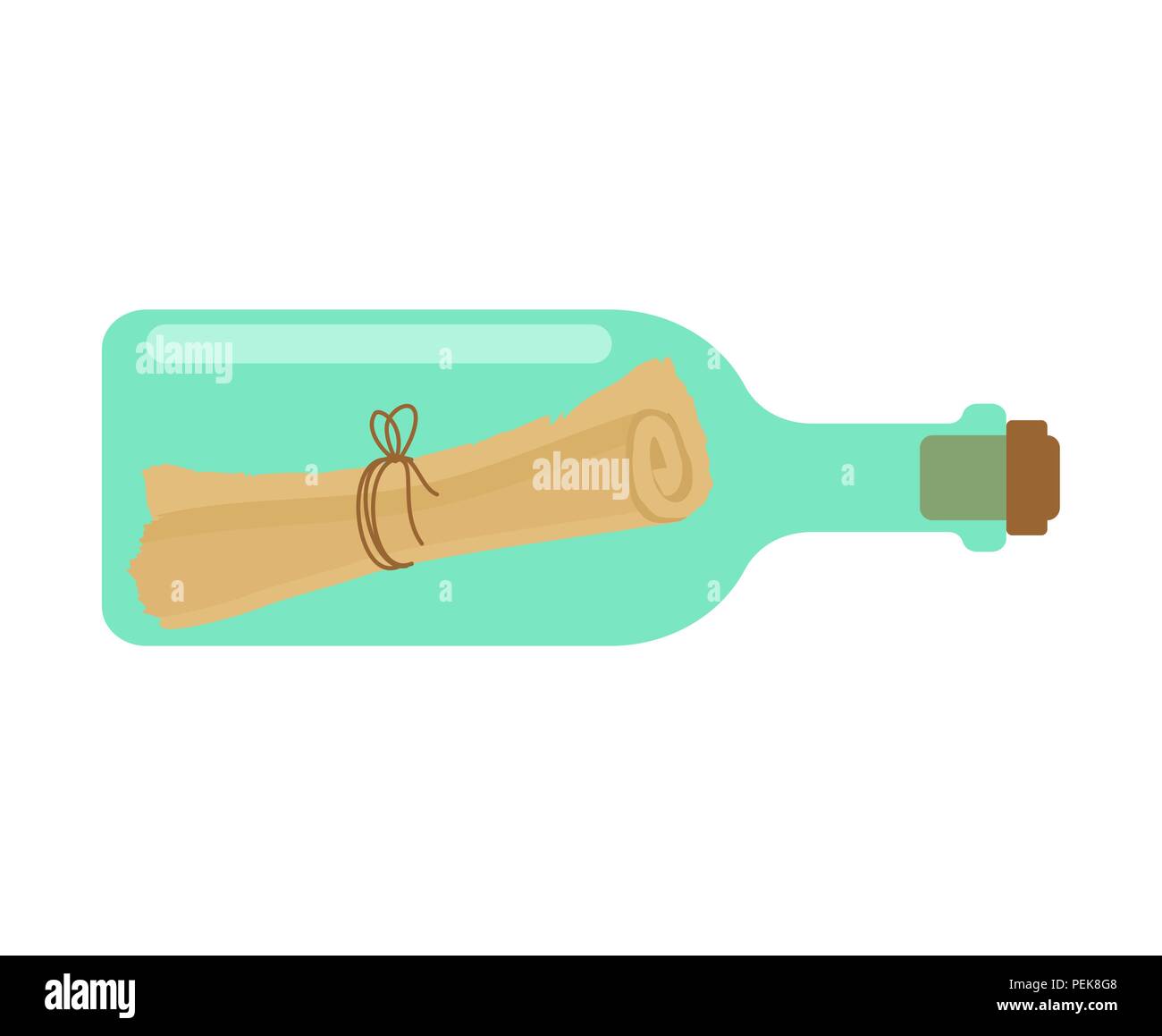 Scroll Message in bottle isolated. Letter in flask. Vector illustration ...
