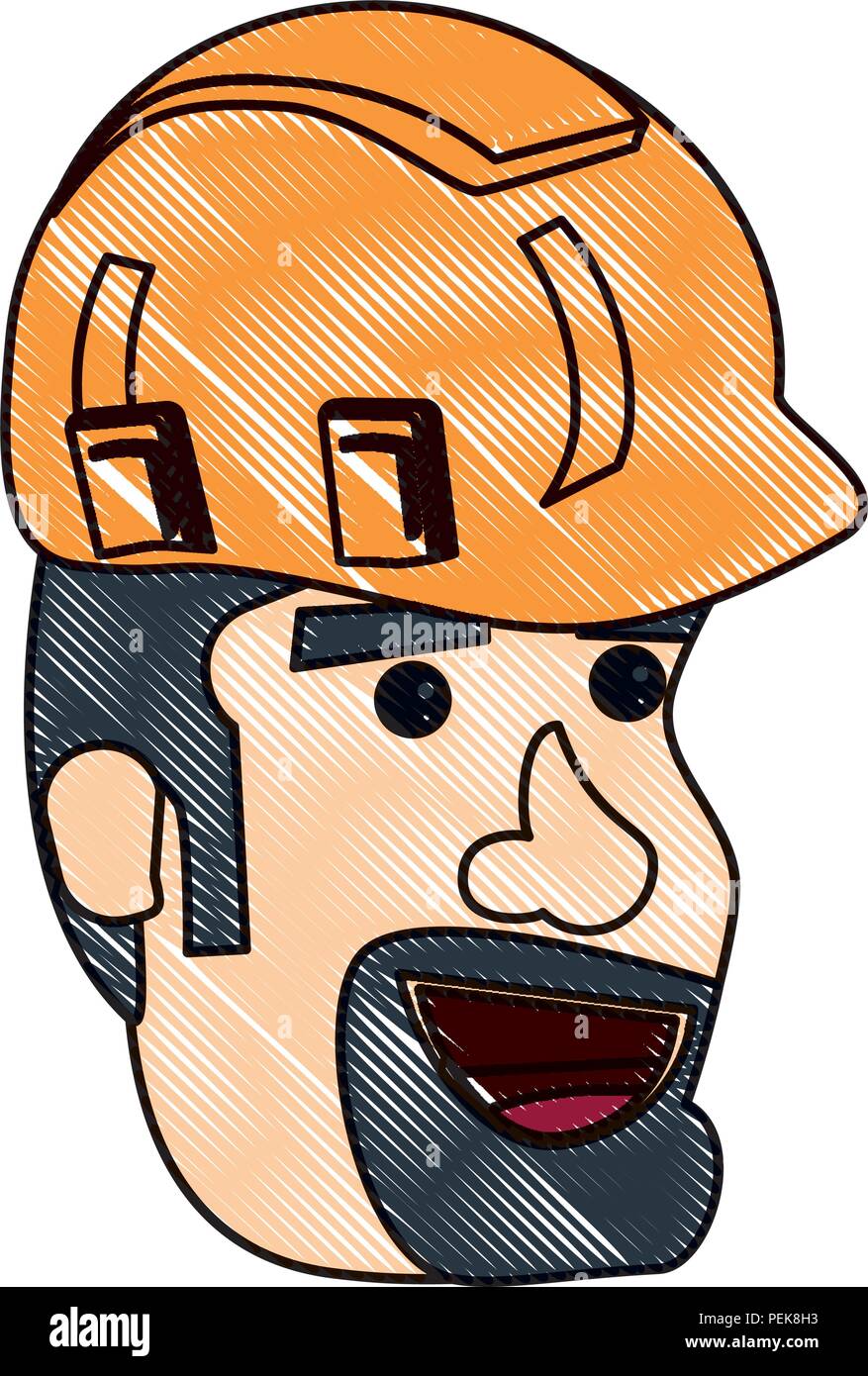 cartoon builder man with safety helmet over white background, vector ...
