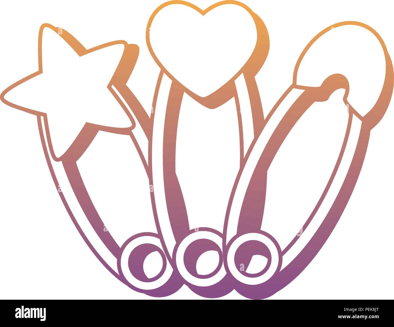 baby pins with heart and star shape over white background, vector ...