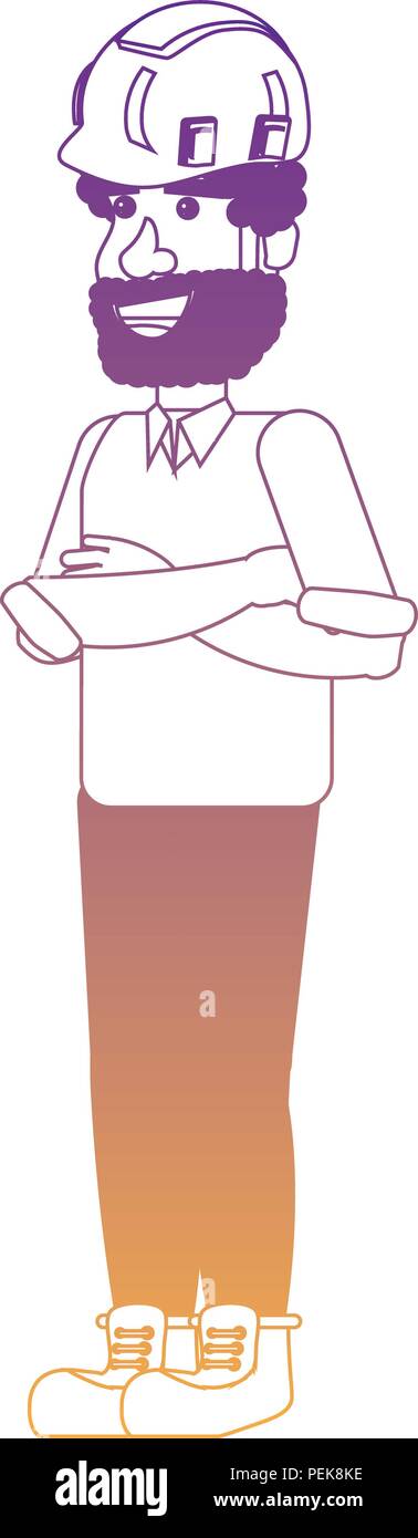 cartoon engineer with safety helmet over white background, vector ...