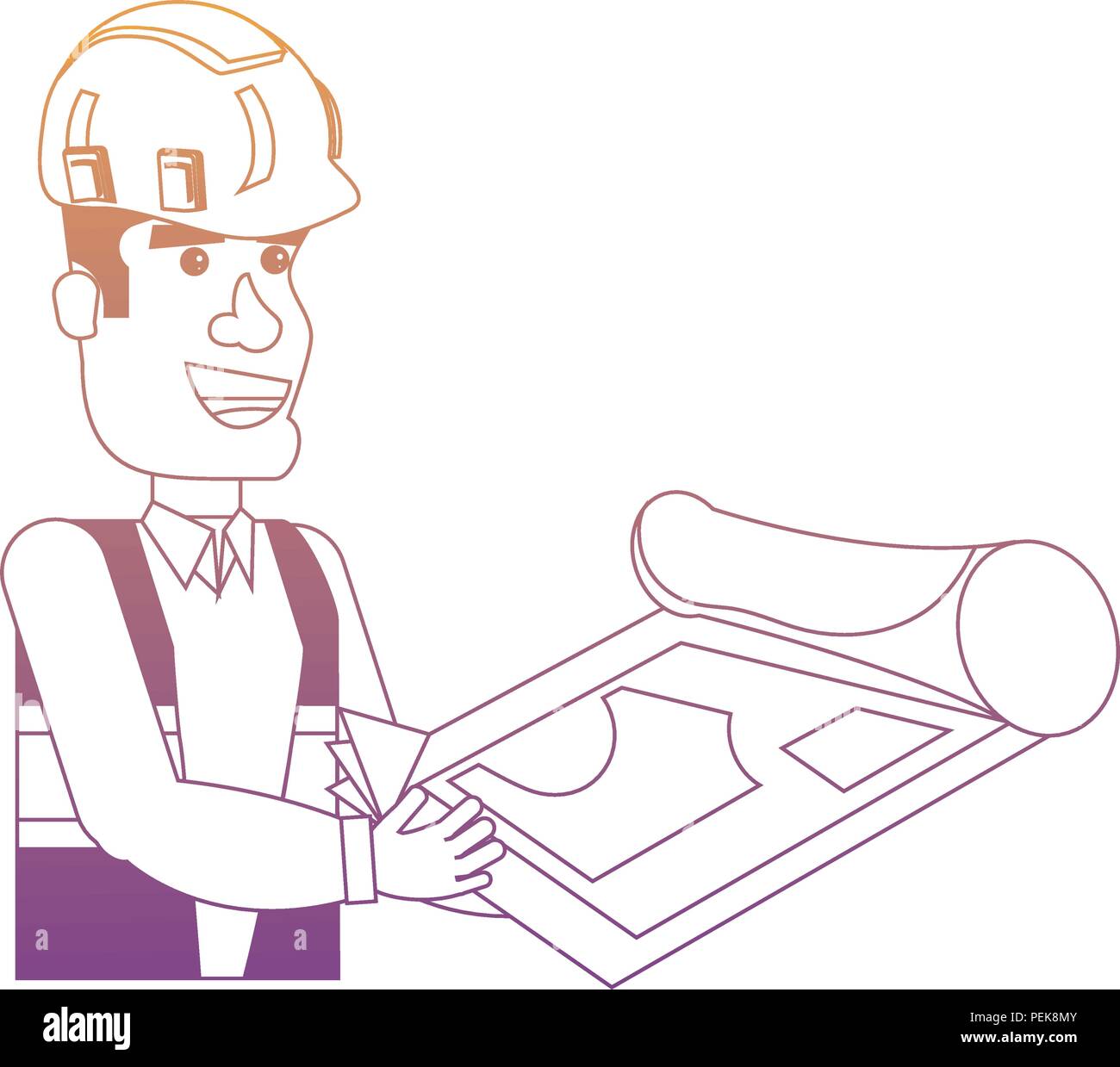 engineer holding a plan over white background, vector illustration ...