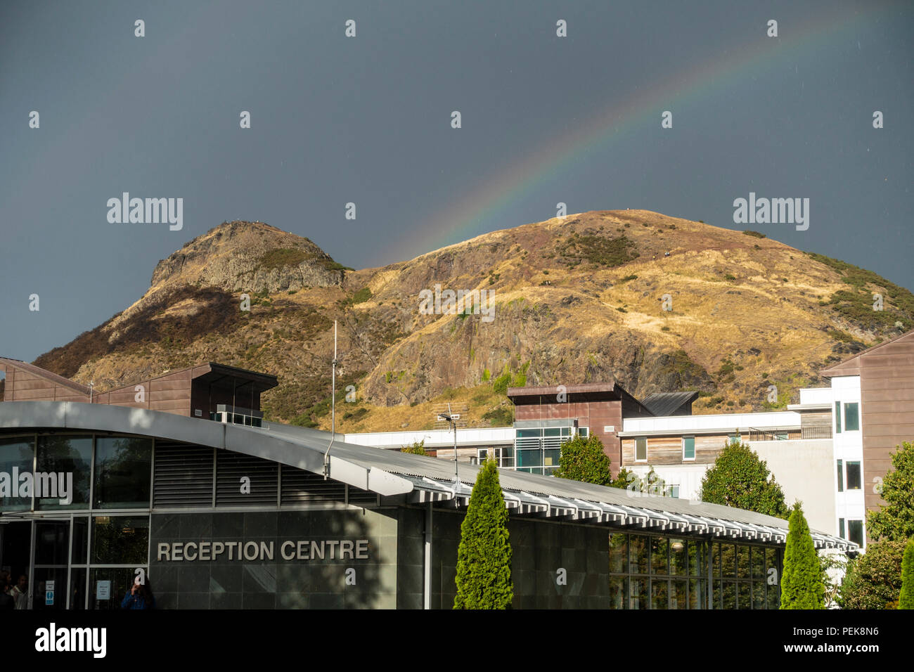 The Reception Centre at Pollock Halls of Residence, with a rainbow ...
