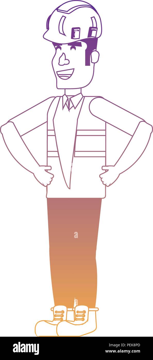 construction man standing over white background, vector illustration ...