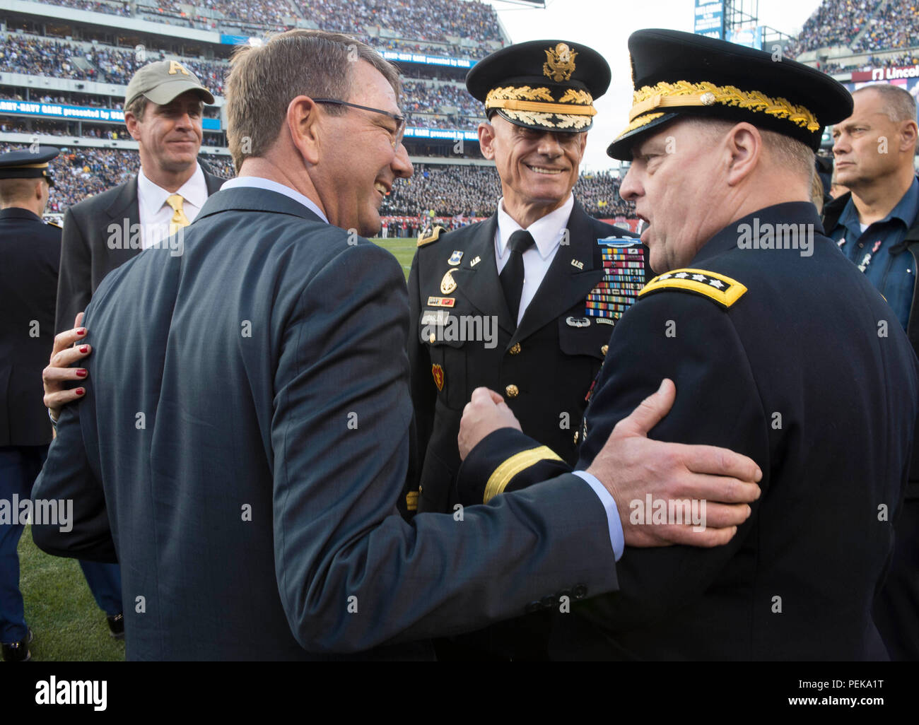 Secretary of Defense Ash Carter talks with Army Chief of Staff Gen ...
