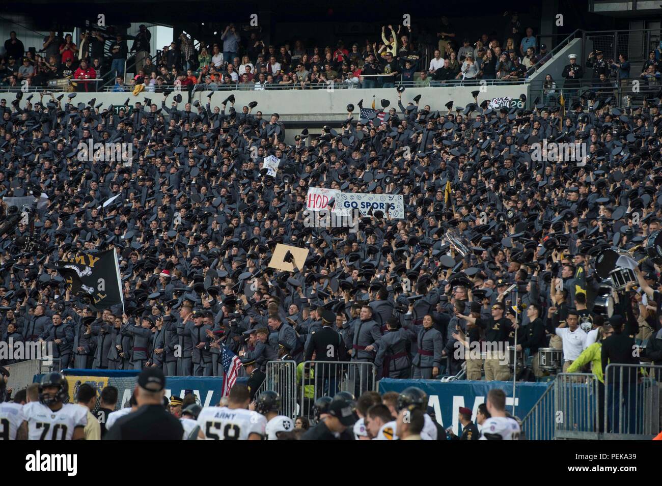 West Point Cadets cheer at the 2015 Army Navy Game in Philadelphia, Dec ...