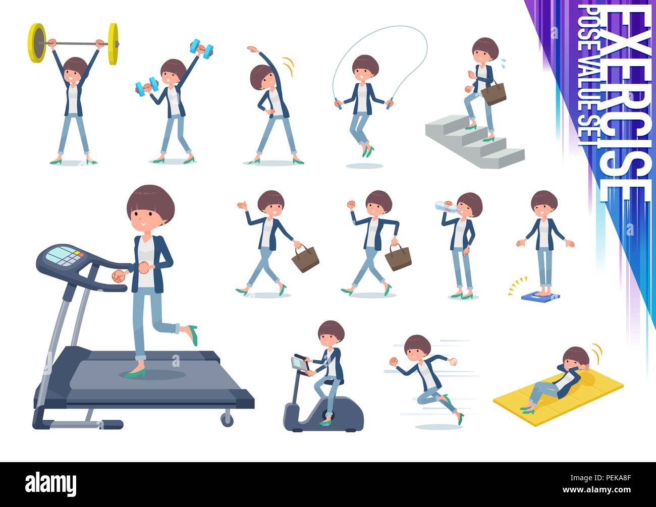 A set of women on exercise and sports.There are various actions to move ...