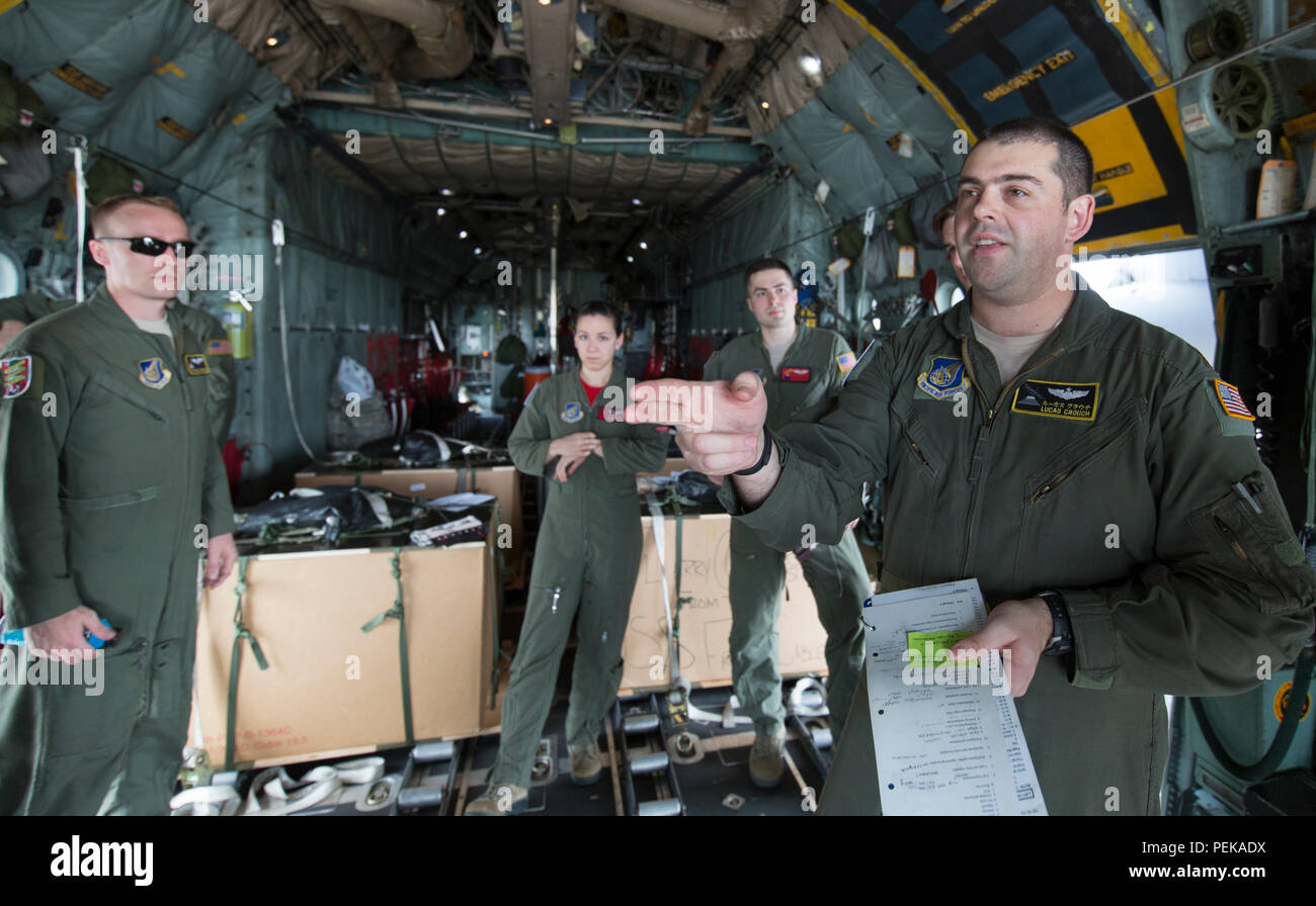 Maj. Lucas Crouch, 36th Airlift Squadron pilot, gives a pre-flight ...