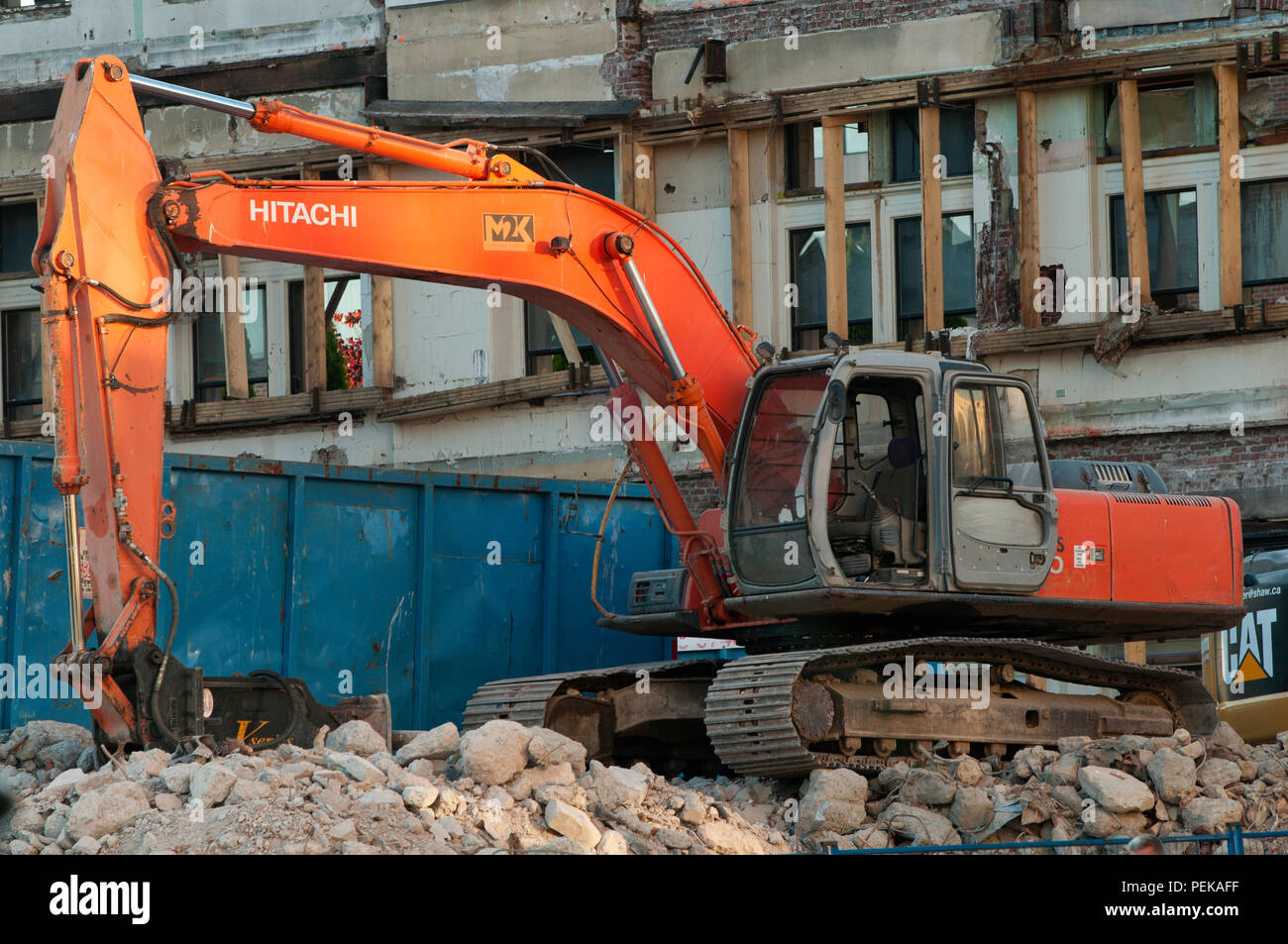 Demolition works of a building in Victoria (British Columbia, Canada ...