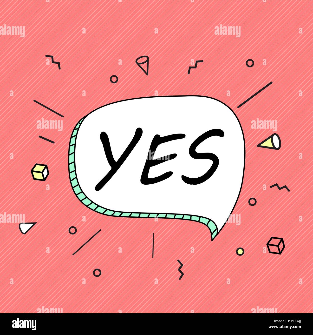Yes Banner poster and sticker concept speech bubble message. Vector ...