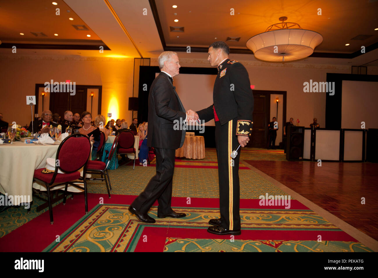 U.S. Marine Corps Col. David E. Jones, right, commanding officer of ...