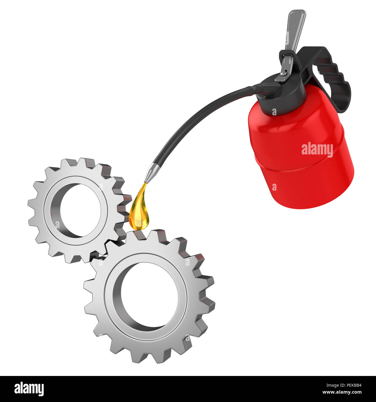 Gear and Oil Can , This is a 3d rendered computer generated image ...