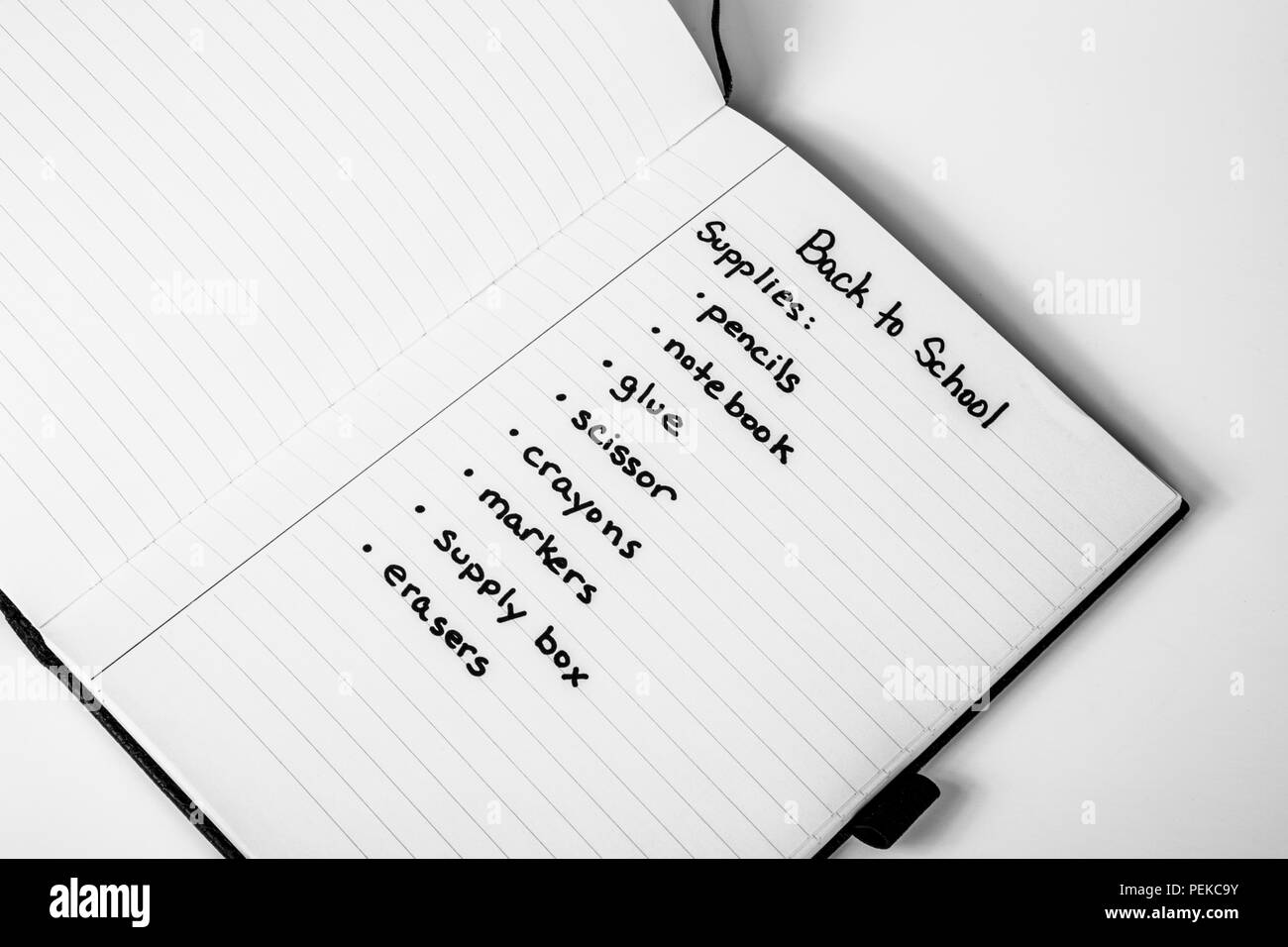 Handwritten shopping list Black and White Stock Photos & Images - Alamy