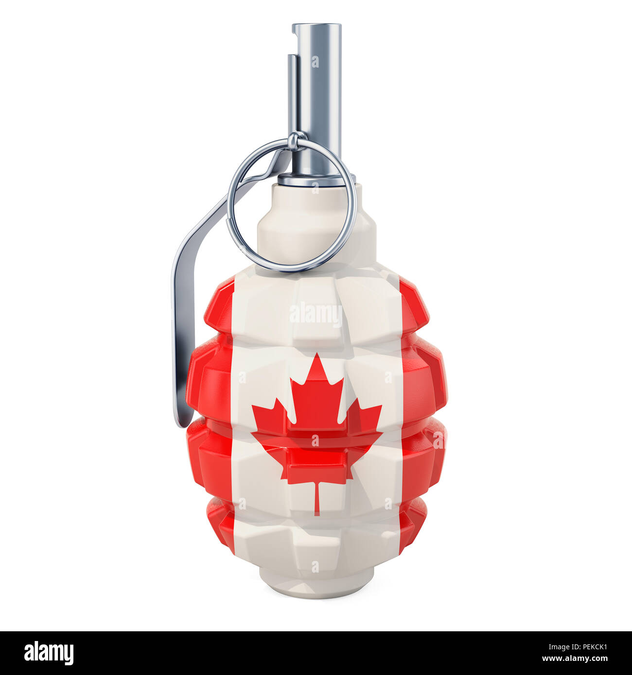 Grenade with Canadian flag, 3D rendering isolated on white background ...