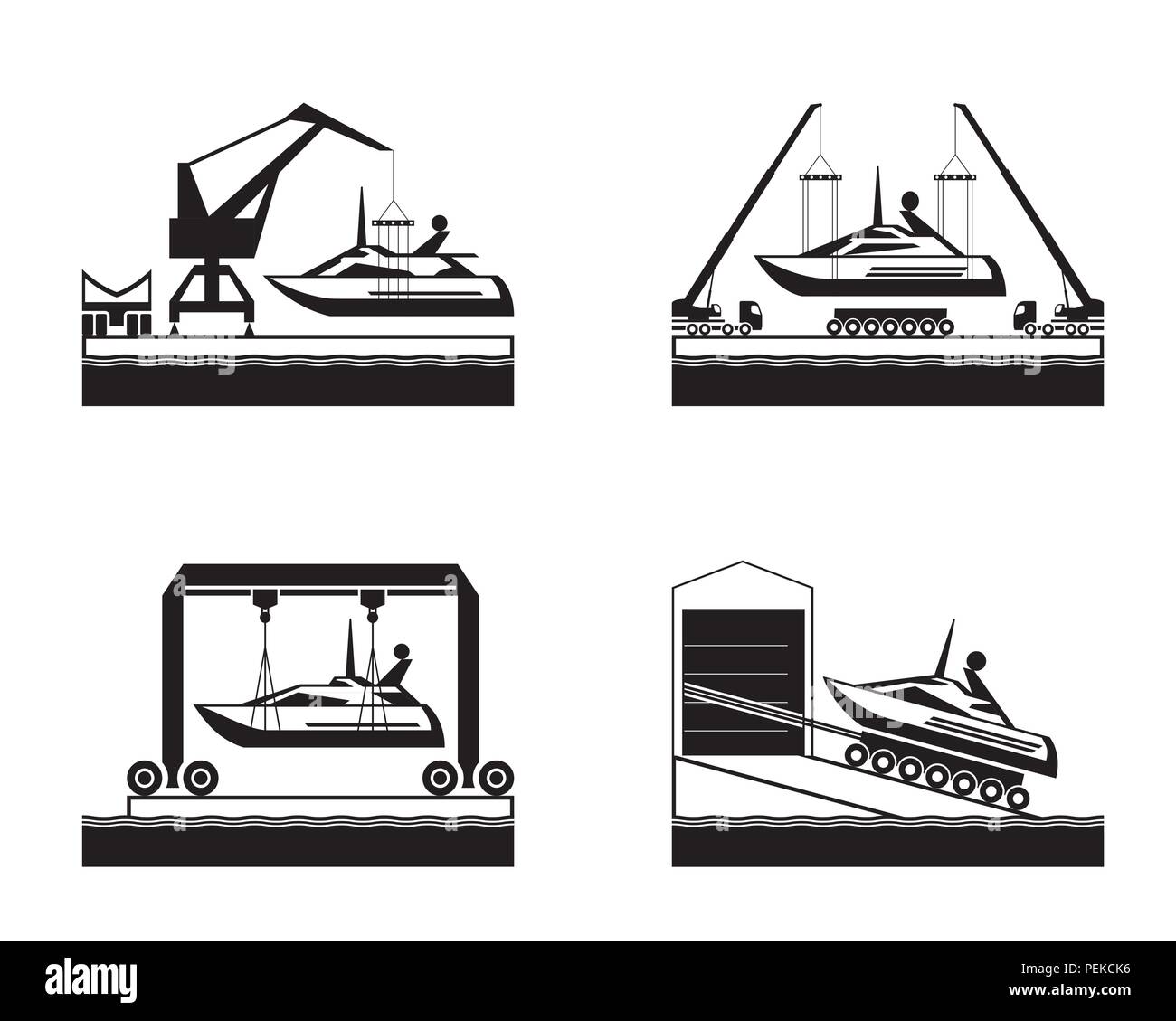 Yacht launch on water - vector illustration Stock Vector Image & Art ...