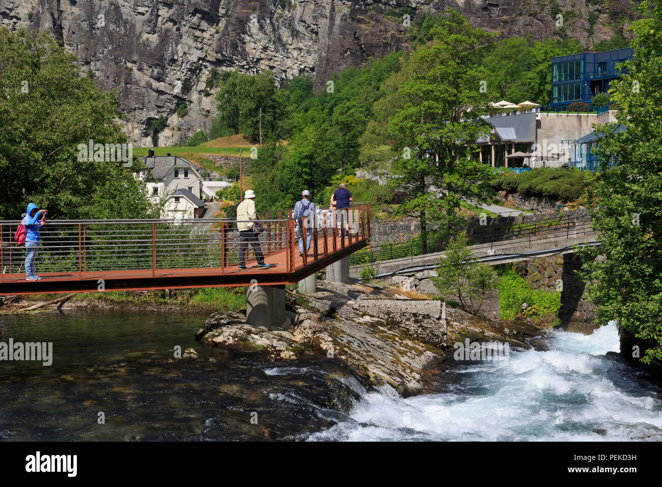 Bridge over Geirangelva River, Geiranger Village, More og Romsdal ...