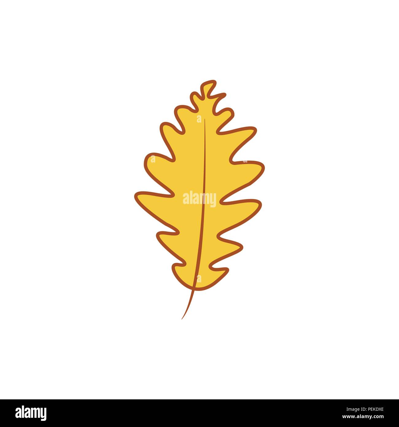 Simple Yellow Leaf Autumn Theme Cartoon Vector Illustration Graphic ...