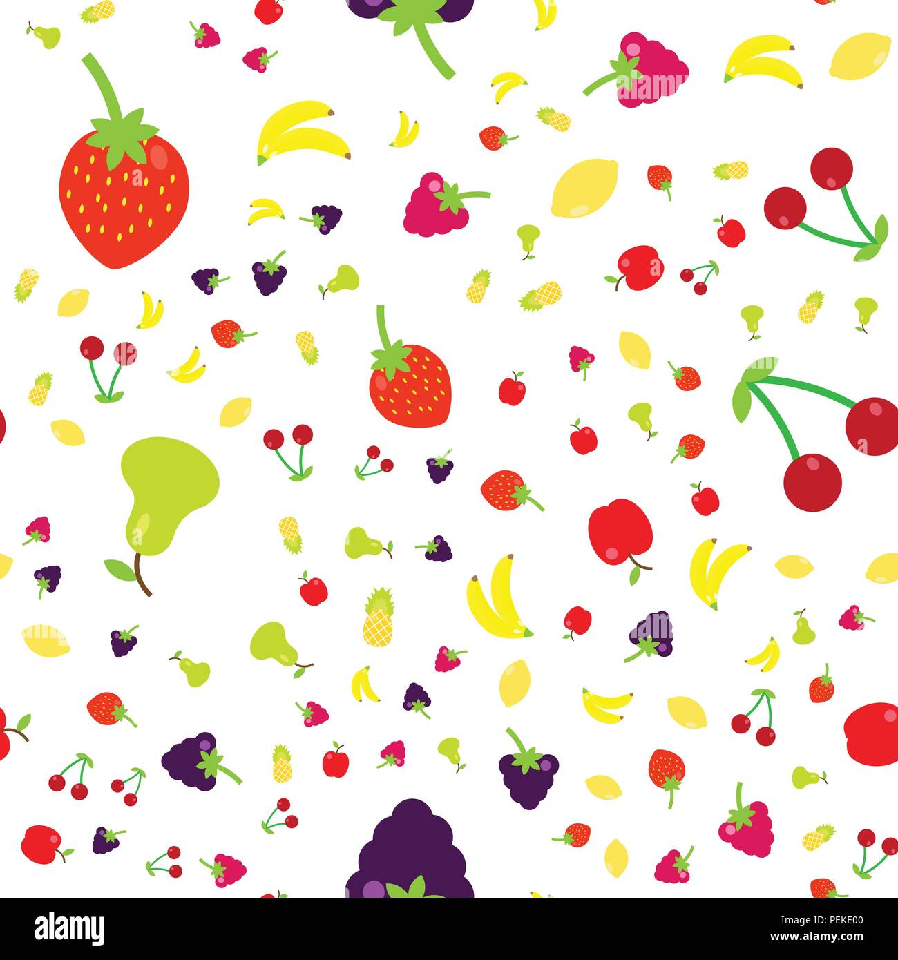 Vector illustration. Multicolored fruits in the style of flat in a ...