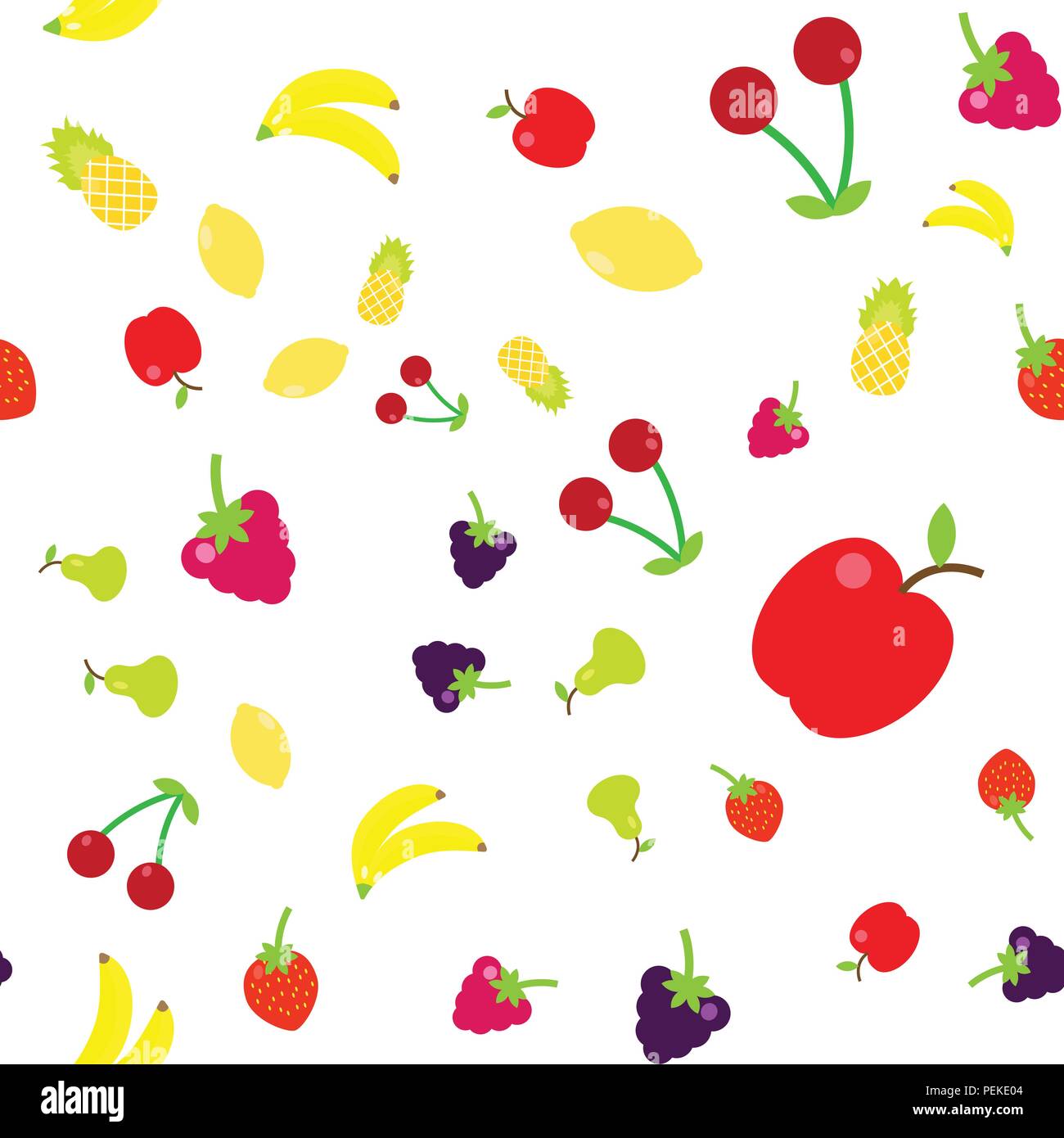 Vector illustration. Multicolored fruits in the style of flat in a ...