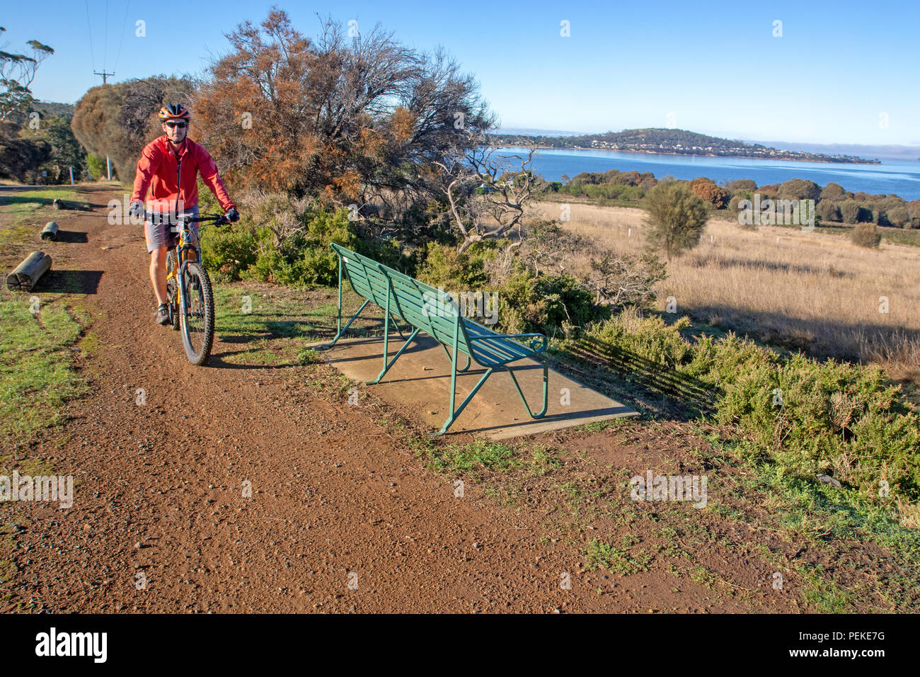 Cycling at Arm End in Hobart Stock Photo - Alamy