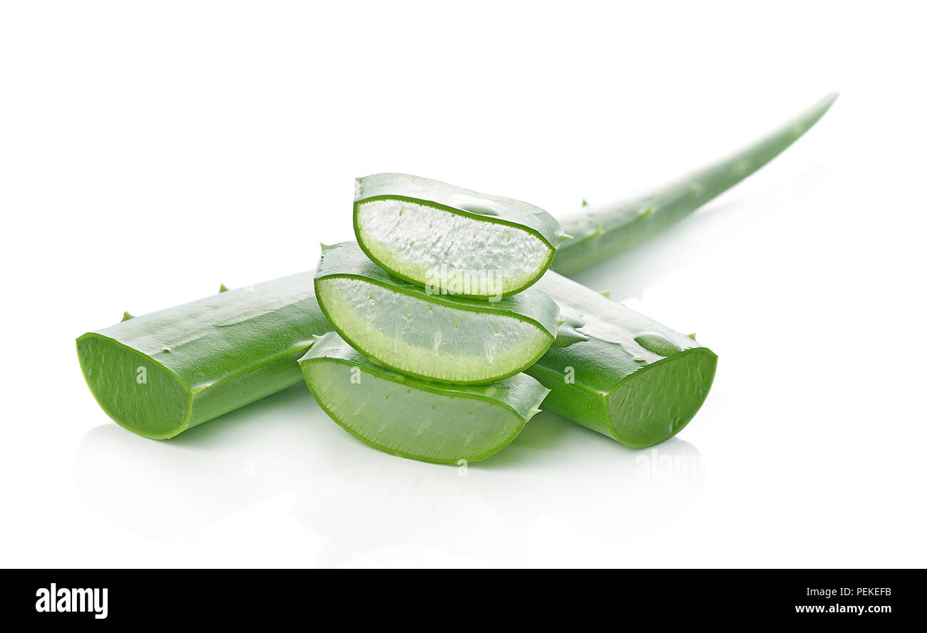 aloe vera fresh leaf. isolated over white Stock Photo - Alamy