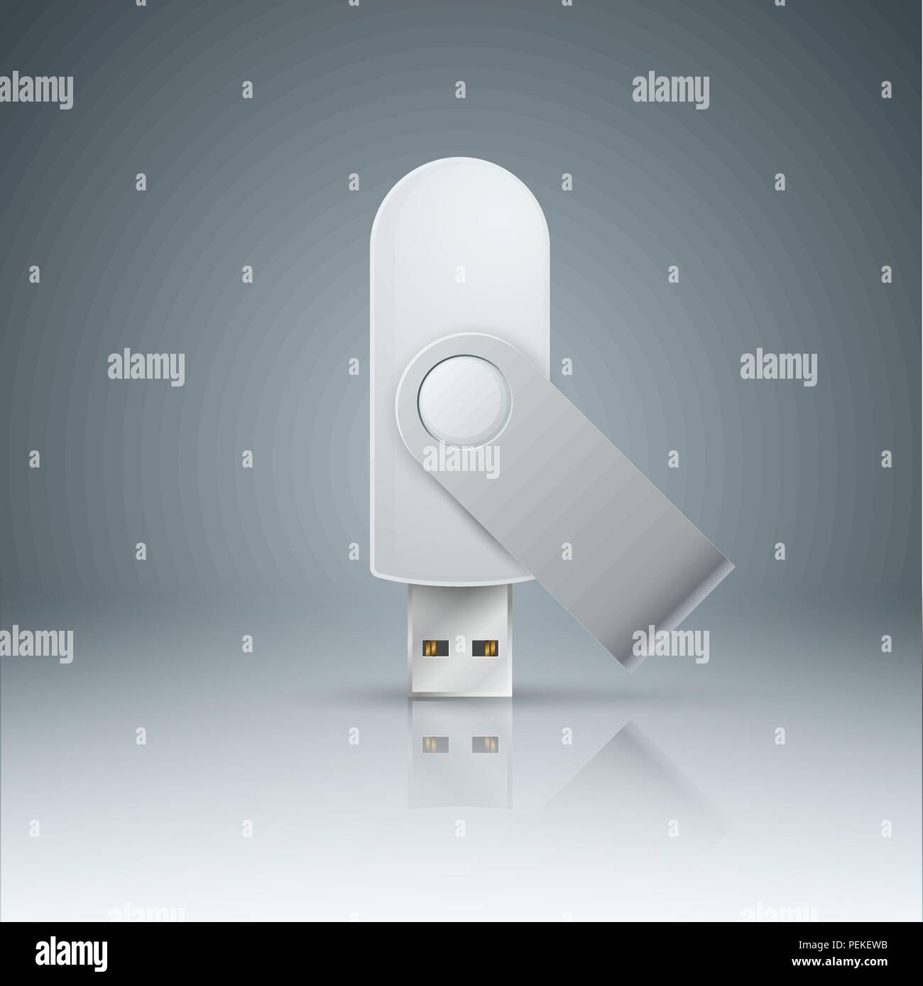 Flash usb - realistic icon on the grey background Stock Vector Image ...