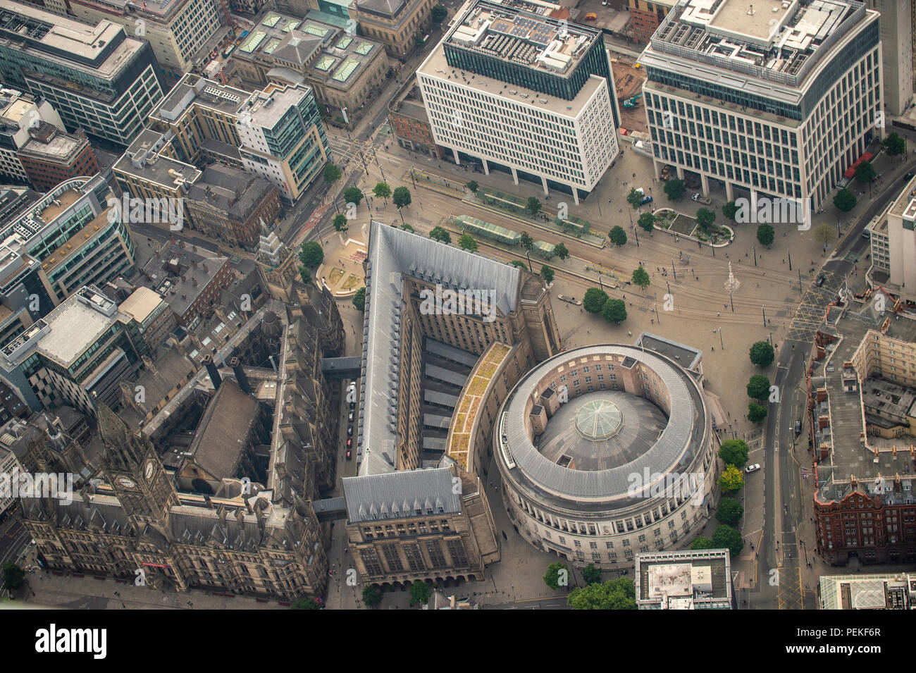 Manchester Town Hall complex aerial photo Stock Photo - Alamy
